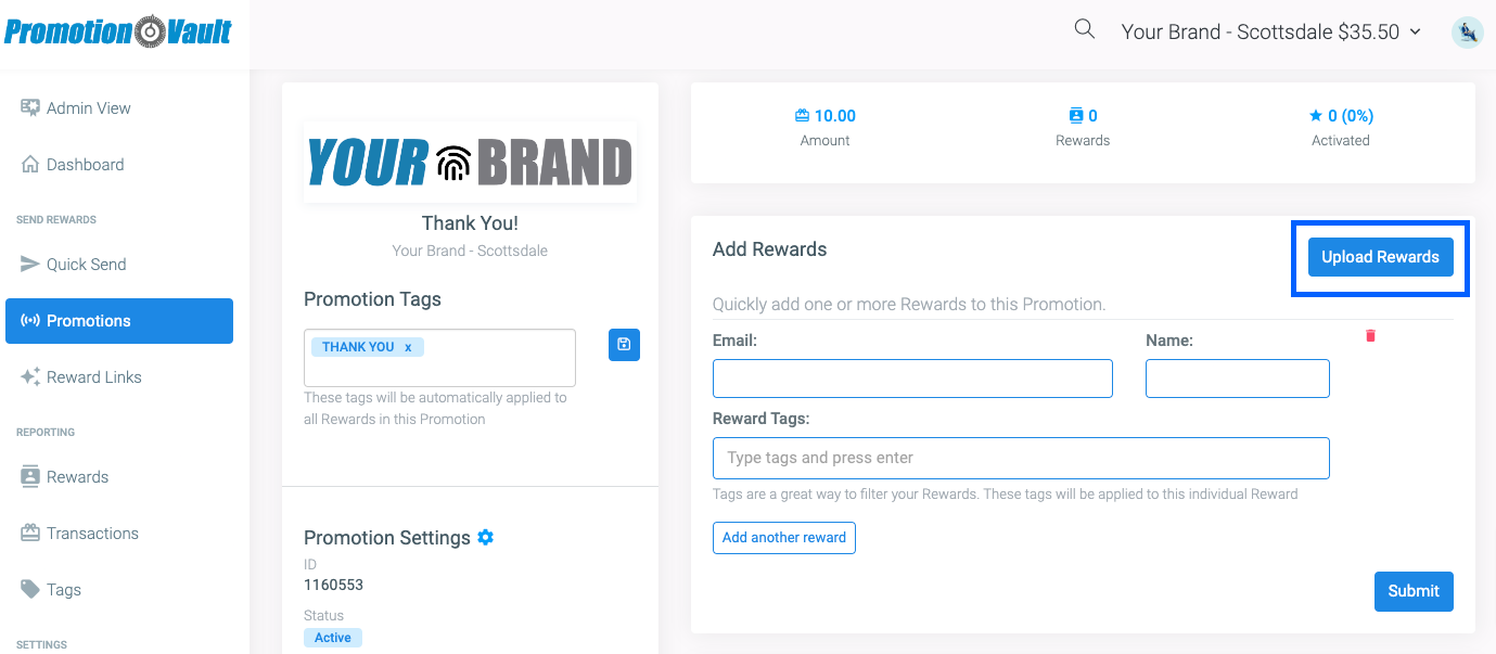 How do I upload many rewards at once? - Promotion Vault Customer Center