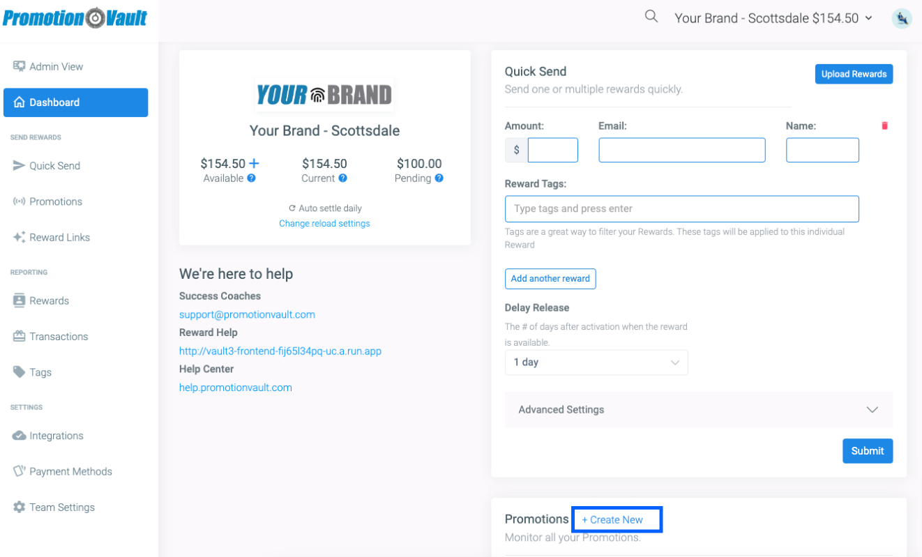 Create your first promotion - Promotion Vault Customer Center